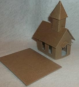Amazon.com: Putz Style Little Village Cardboard House-Mini Church with ...