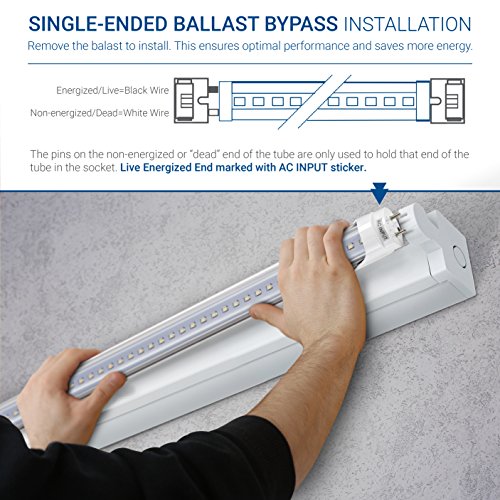Hyperikon 4 Foot LED Tube, T8 T10 T12 40 Watt Replacement (18W), Single End Ballast Bypass ...