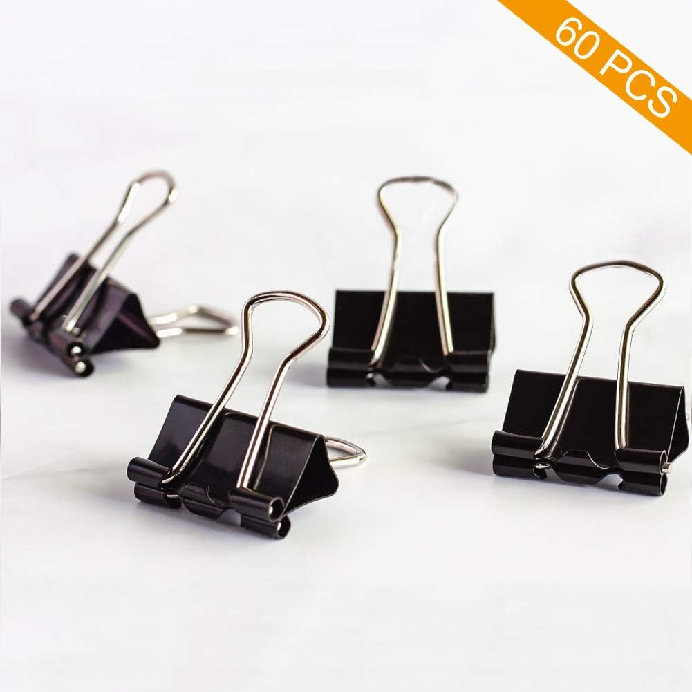 Coideal Extra Small Black Binder Clips 15mm Mini Metal Bulldog Paper ...