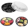 Amazon.com: Black Plastic Appetizer Trays with Lids, Travel Round ...