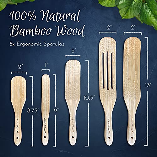 PTGVCTA Auda Home-7 Piece Bamboo Spurtle Set W/Holder and Rest, Wooden ...