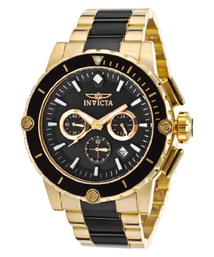 Invicta 15402 Men's Pro Diver Chronograph 18K Gold Plated and Black IP ...