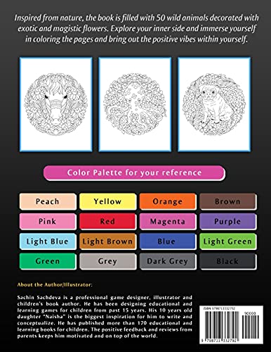 50 Animal Mandalas: Color By Number Coloring Book For Adults Features ...