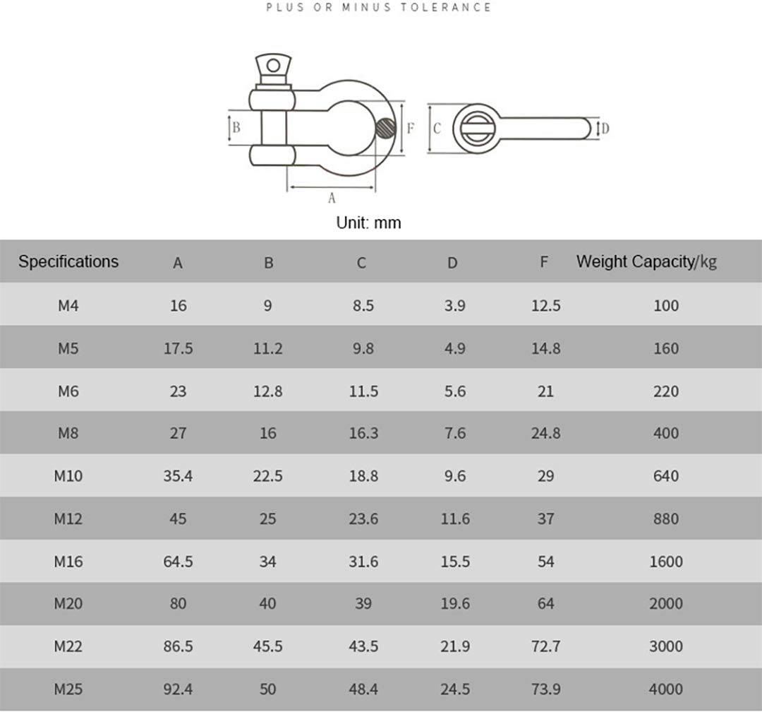 2 Pieces M10 304 Stainless Steel Bow Shaped Horseshoe Buckle Lifting ...