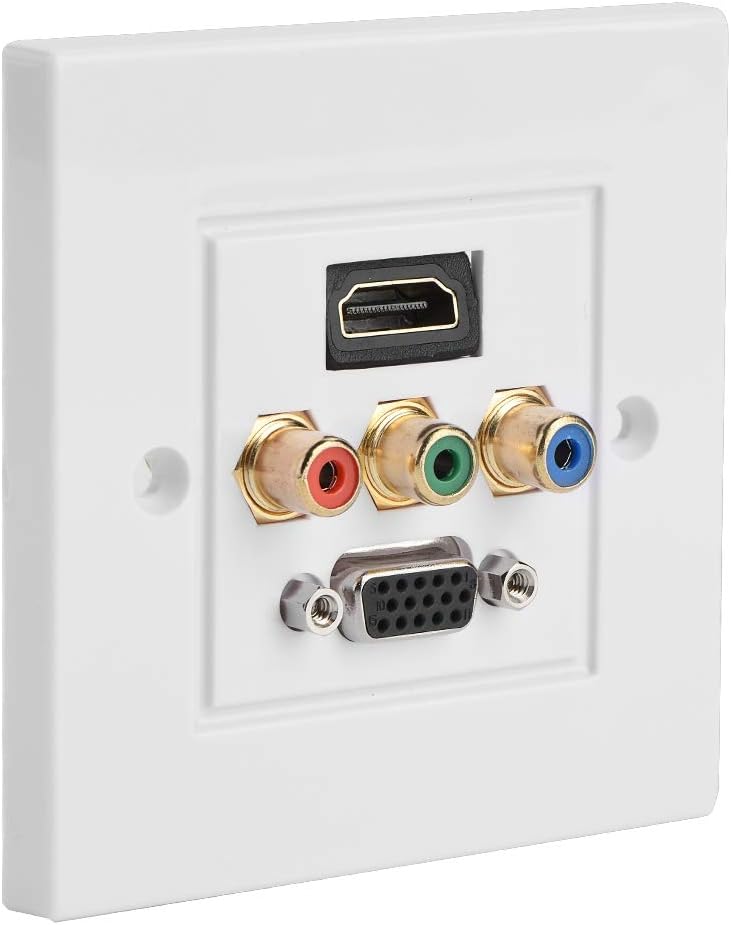VBESTLIFE Prise Murale HDMI VGA 3RCA, 3 en 1 Prise Électrique Audio ...