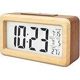 Amazon.com: Plumeet Wooden Digital Alarm Clock for Bedrooms, Wood 4 ...