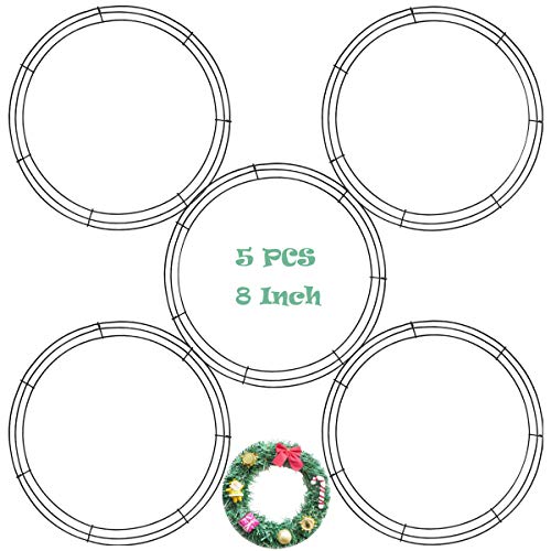 NimJoy 5 Pack Green Wire Wreath Ring Metal Floral Wreath Frame for ...