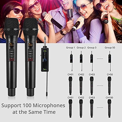 PROZOR Wireless Microphone，UHF Wireless Handheld Dynamic Mic System，160 ...