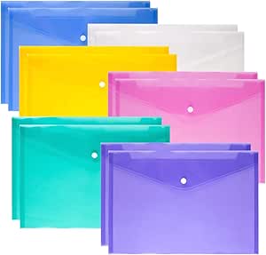 Amazon.com : Poly Envelope Folder - 12pcs 6-Color Clear Plastic ...