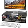 Monitor Stand Riser with Dual Pull Out Storage Drawer - Metal Mesh Desk ...