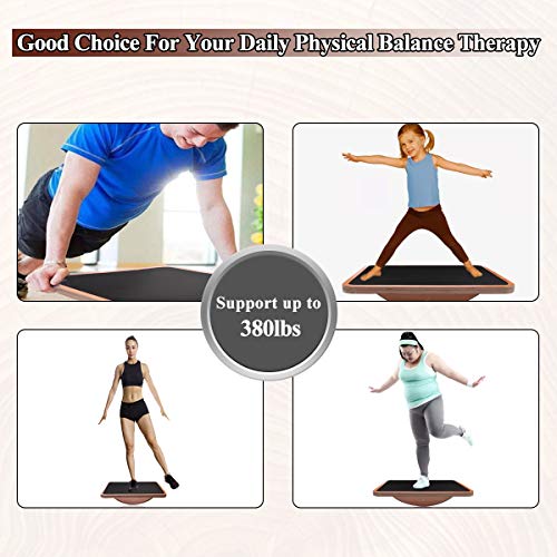 LEQUDUO Rocker Board, Professional Wooden Balance Board for Exercise ...