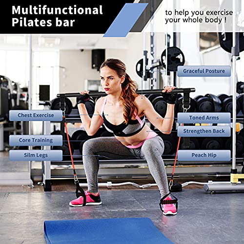 Drafitorts 10 Resistance Bands with Pilates Bar Kit for Muscle Toning ...