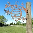 Amazon.com: Rusty Metal Bee Hive Garden Ornaments Outdoor Unusual ...