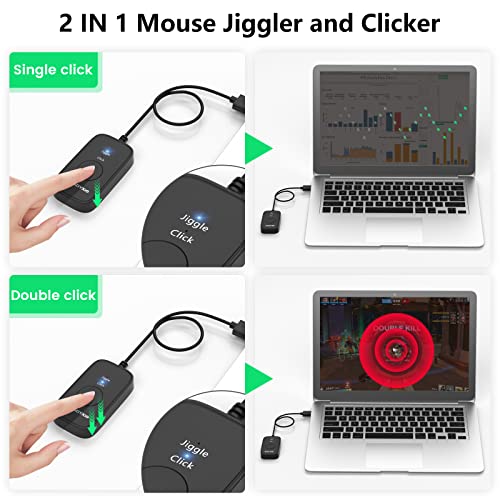 Mouse Jiggler, Mouse Mover and Mouse Clicker 2 in 1, USB Port Automatic ...