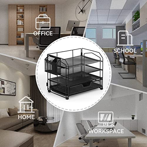 Beiz Desk Paper Letter Tray Organizer, 4 Tier Desk Organizer w/Storage ...