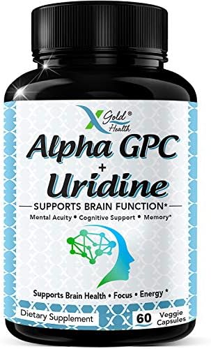 Alpha GPC Choline 600mg + Uridine Monophosphate 300mg -2-in-1 Nootropic ...