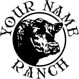 Amazon.com : ANGUS COW HEAD RANCH DECAL CUSTOM MADE WITH YOUR FARM NAME ...
