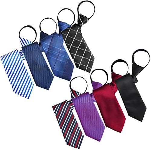 Geyoga 8 Pieces Zipper Tie for Men Pre tied Necktie Zip Tie for Men ...