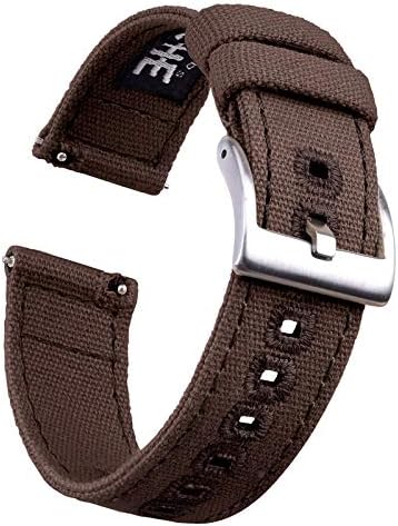 Ritche 20mm Dark Brown Canvas Quick Release Watch Bands Compatible with ...