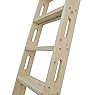 DIYHD 120" Knotty Pine Wood Sliding Ladder Rolling Home Office Library ...