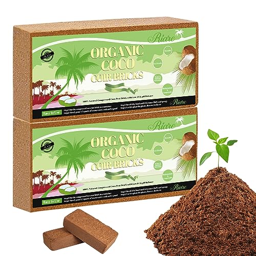 Riare 2pcs Organic Coco Coir Bricks Soil Blocks- 100% Natural ...