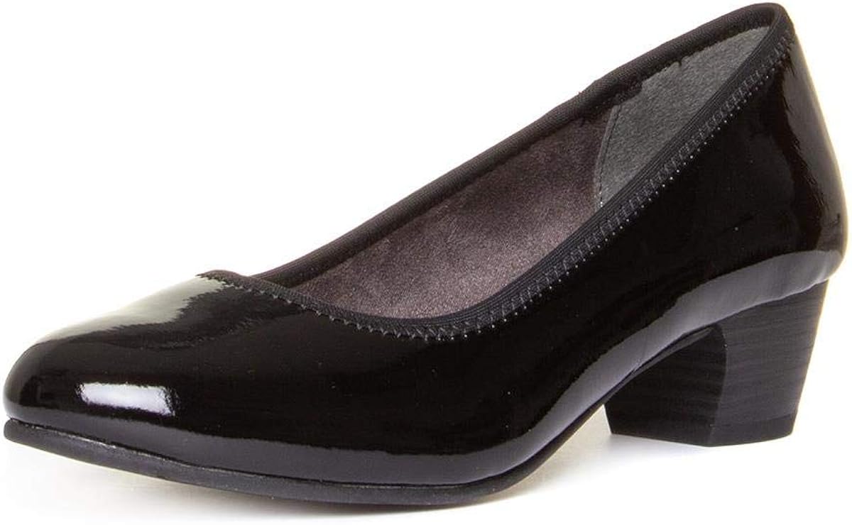 Jana Softline Womens Black Block Heel Court Shoe: Amazon.co.uk: Shoes ...