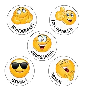 125 x German Emoji Reward Stickers Wunderbar!, Toll Gemacht ...