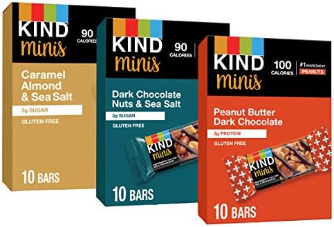 KIND Bar Minis, Variety Pack, Dark Chocolate Nuts and Sea Salt, Peanut ...