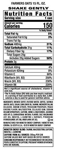 Monster Energy Java Monster Farmer's Oats Oatmilk, Coffee + Energy ...