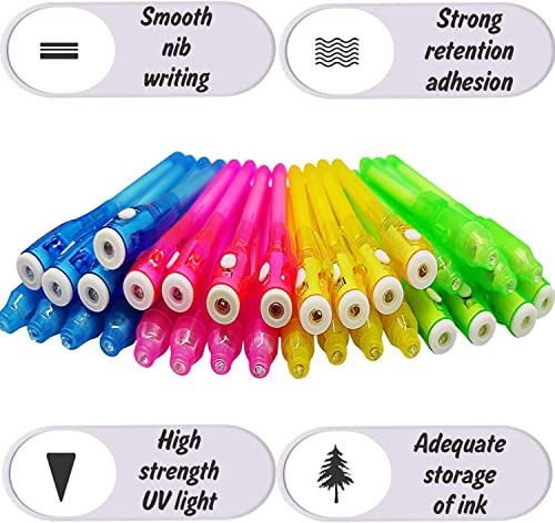 24 Pack Invisible Ink Pen with UV Black Light Secret Spy Pens Magic ...