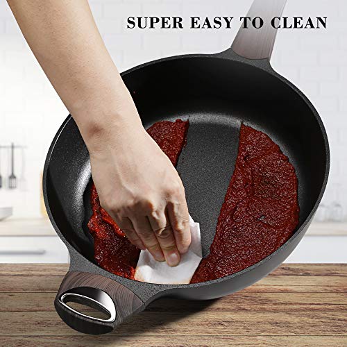 SENSARTE 12 in Nonstick Deep Frying Pan,4.9-Qt Non-Stick Saute Pan with Lid,Large Skillet Pan ...