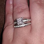 Amazon.com: MABELLA 925 Sterling Silver Cubic Zirconia Princess Cut Women's Wedding Engagement ...