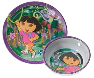 Amazon.com | Zak Designs Dora The Explorer 8-Piece Plate and Bowl Set ...