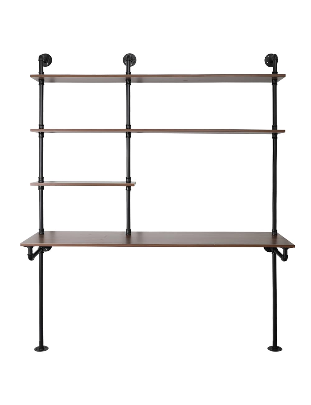 OLDRAINBOW Industrial Pipe Computer Desk with Shelves,Wall Mounted ...