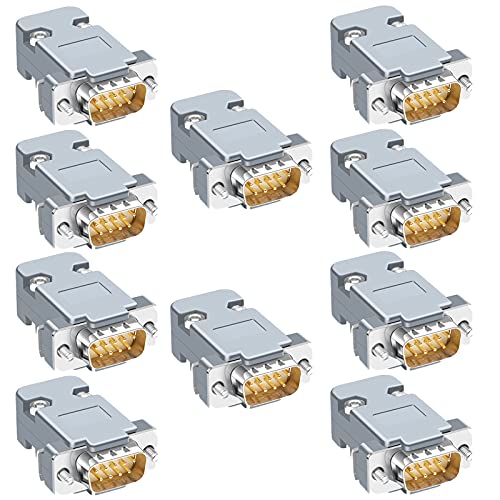 Jienk 10PCS DB9 RS232 D-SUB Serial Solder Cup Connectors Kit, Gold ...