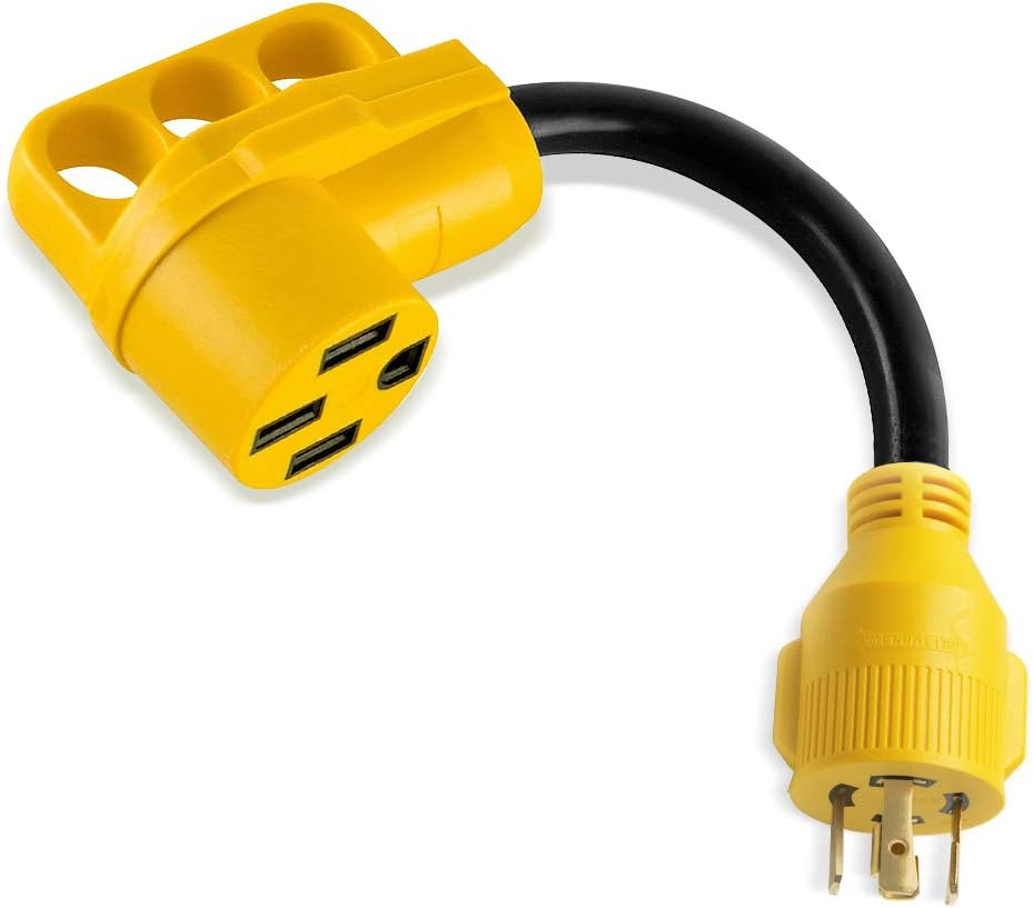 12 inch RV Electrical Adapter 30Amp 4 Prong Locking Male to 50Amp ...