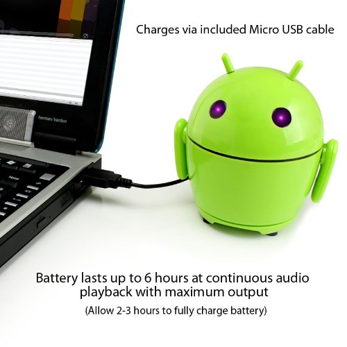 GOgroove Pal Bot Cute Alien Robot Rechargeable Portable Speaker for ...