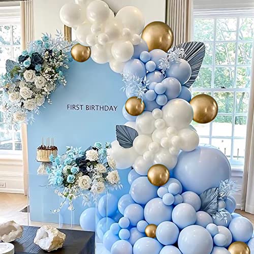 106pcs Baby Blue Balloon Garland Arch Kit 5” 10” 12” 18 inch Pastel Light Blue Latex Party ...