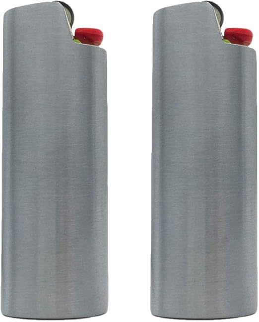 Amazon.com: 2 (Two) Brushed Metal Lighter Covers/Sleeves/Holders for ...