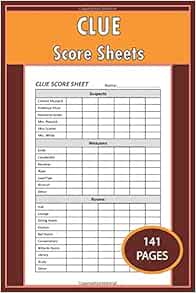 Amazon.com: Clue Score Sheets: Clue Detective Notebook Sheets, Clue ...