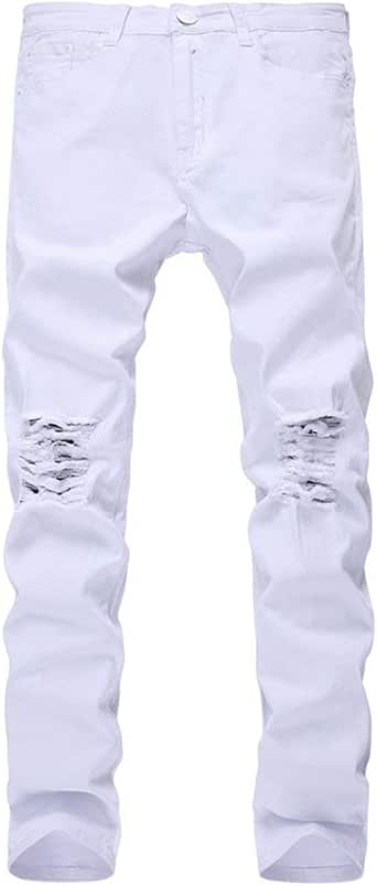 Huixin Pantalones Vaqueros De Los Hombres Rasgados Pantalones Vaqueros ...