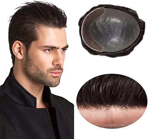 foryang Toupee for Men Men's Toupee Human Hair, 0.06-0.08mm Pu Skin ...