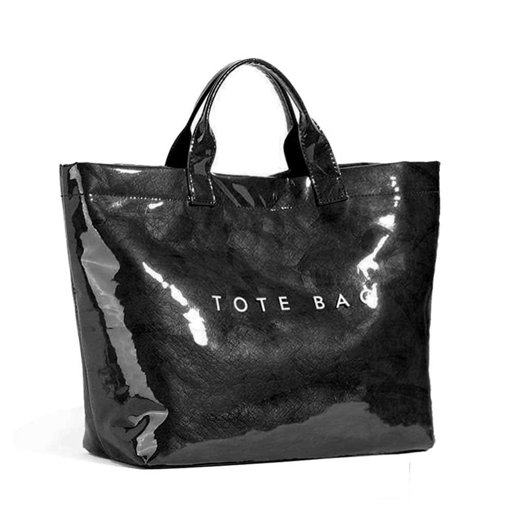 KAMEILONG Women's Large PVC Tote Bag Letters Print Handbags Kraft Paper ...