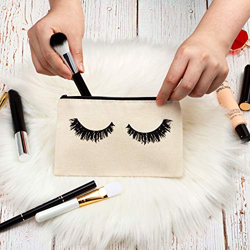 18 Pieces Eyelash Cosmetic Bags Canvas Lash Makeup Bag Travel Make Up ...