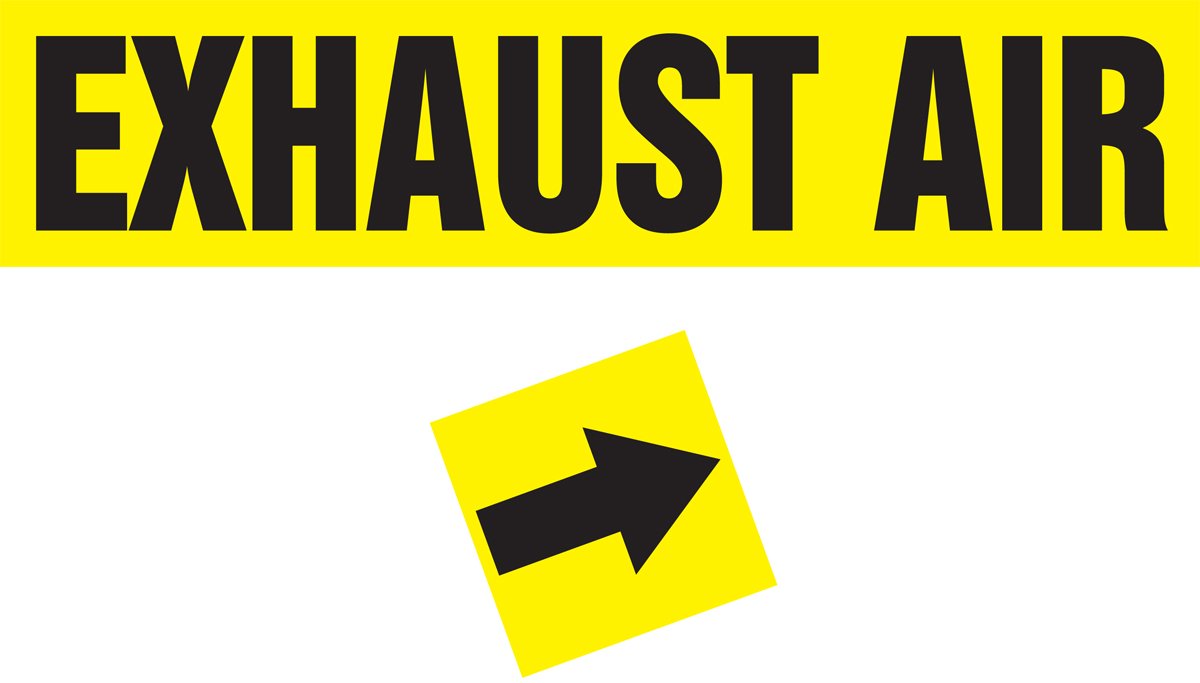 Accuform Signs RPC762BKYLPH Vinyl"Exhaust Air" Duct Marker for Up to 10 ...