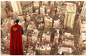 Amazon.com: Superman Over Metropolis Painting Canvas 24X18 Print Movie ...