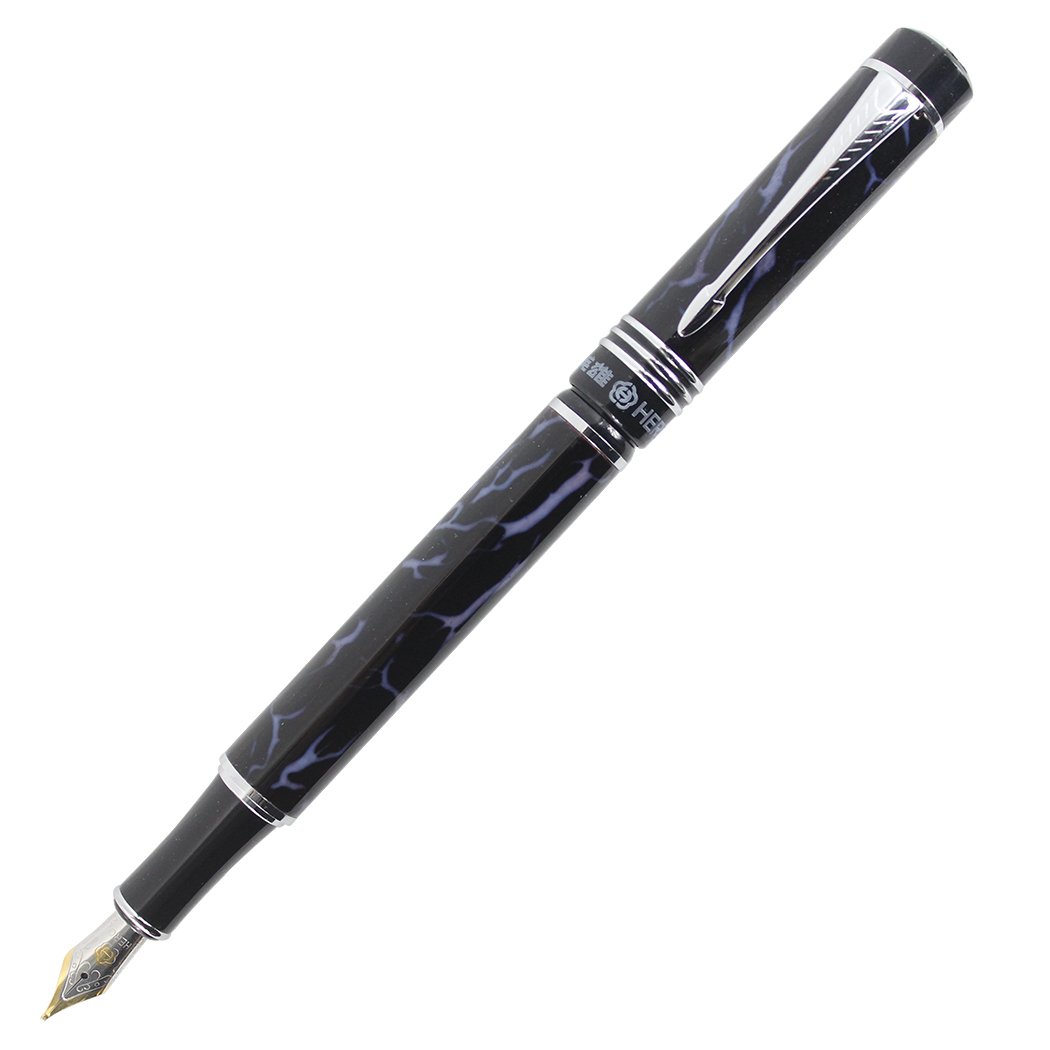 Famous fountain pen HERO 7022 Black and Blue Marbling with advanced ...