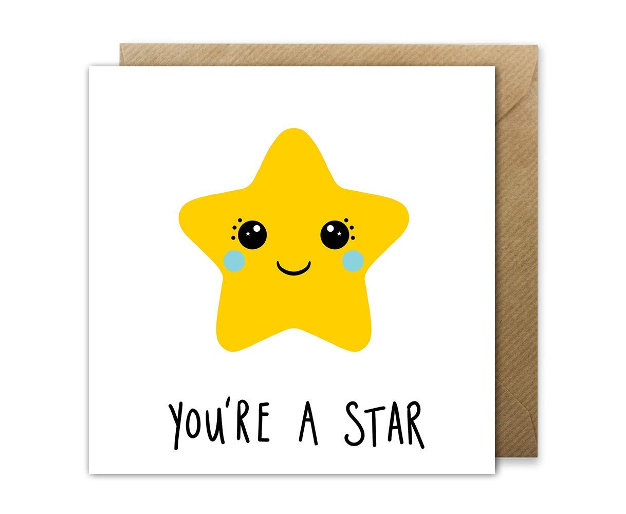 Kawaii Star Card, You're A Star, Thank You, Well Done, Blank Card ...