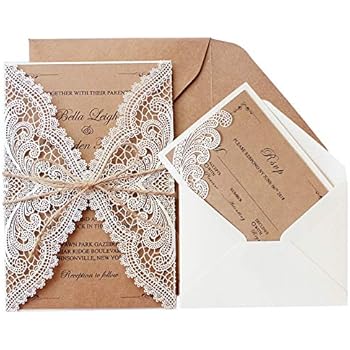 Amazon.com: Picky Bride Customized Wedding Invitations with RSVP Cards ...
