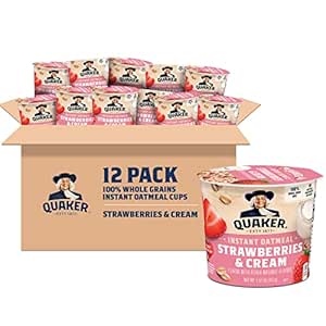 Amazon.com: Quaker Instant Oatmeal Express Cups, Strawberries & Cream ...